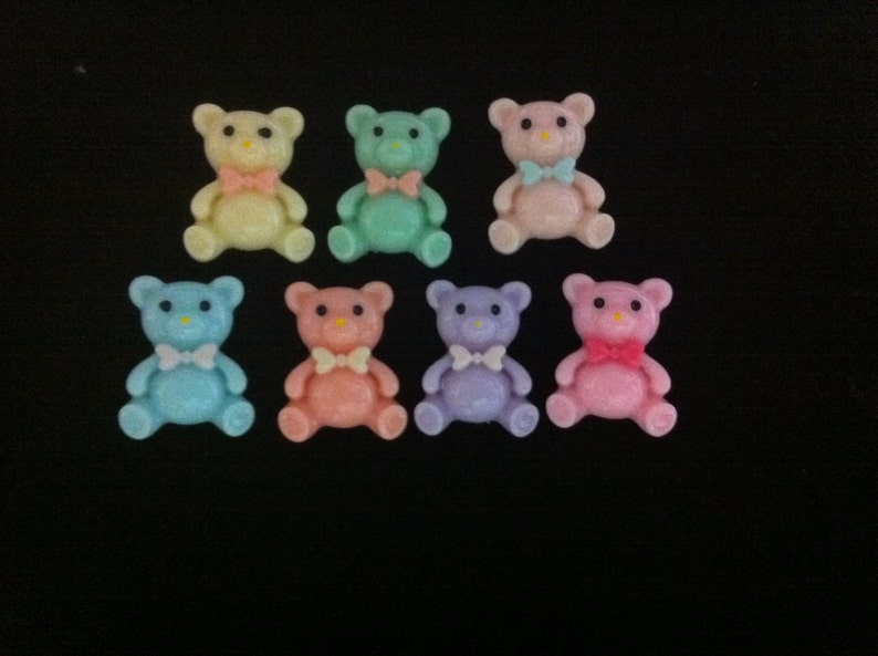 Resin Pastel Color Teddy Bear Cabochon Flat Back Beads Kawaii | Etsy