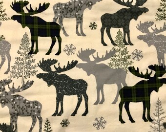 Moose Print Fabric - Etsy