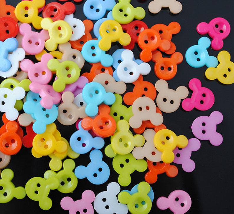 Mickey Mouse Multicolor Mini Buttons/two Holes Buttons/diy | Etsy