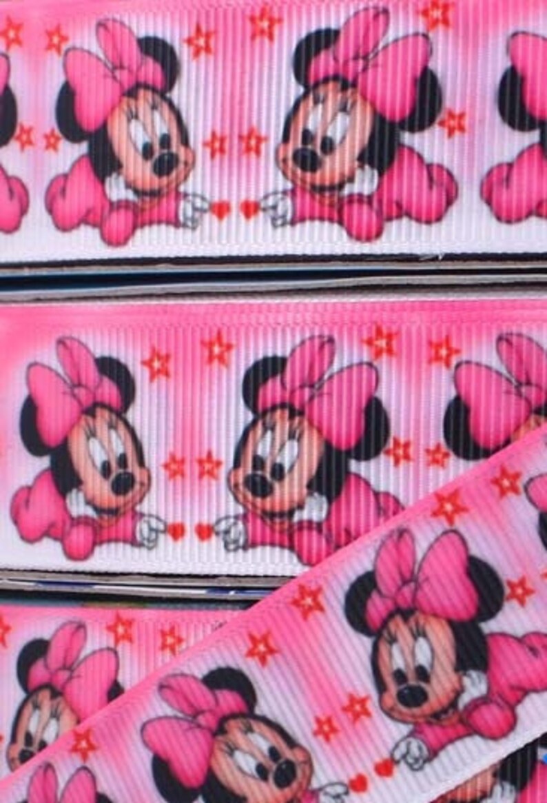 Pink Baby Minnie Mouse Printed Grosgrain Ribbon/125 Mm - Etsy