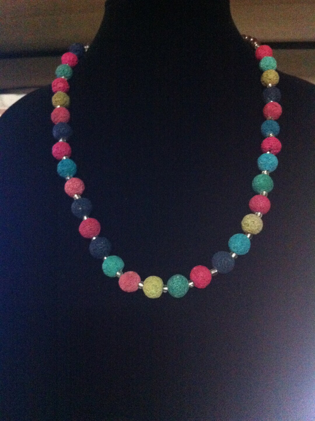 Multicolor Volcanic Lava Necklace/volcanic Multicolor Beads Necklace ...
