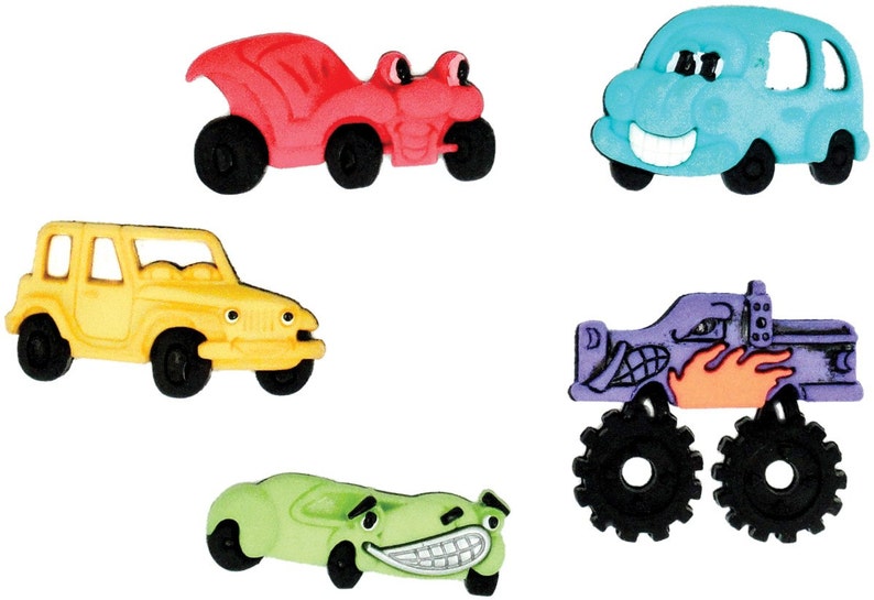 Bumper Cars Plastic Buttons/diy Sewing Supplies/dress It up Novelty ...