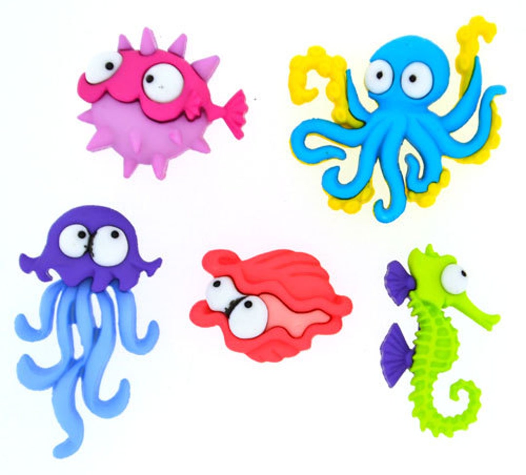 Creatures of the Sea Plastic Novelty Buttons/kids Sewing & Craft ...
