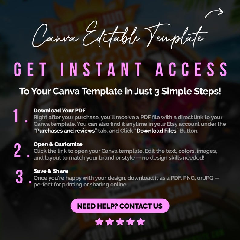 Beach Party Flyer Canva Template | Editable Summer Pool Beach Hangout ...