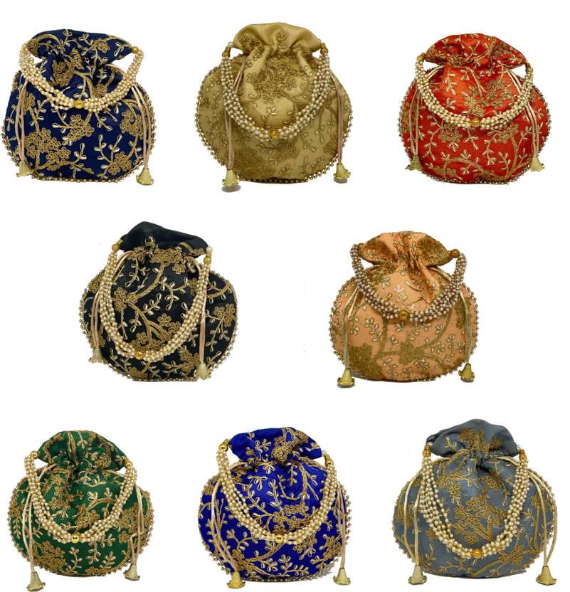 Lot of 100 Indian Handmade Women's Embroidered Clutch Purse Potli Bag ...