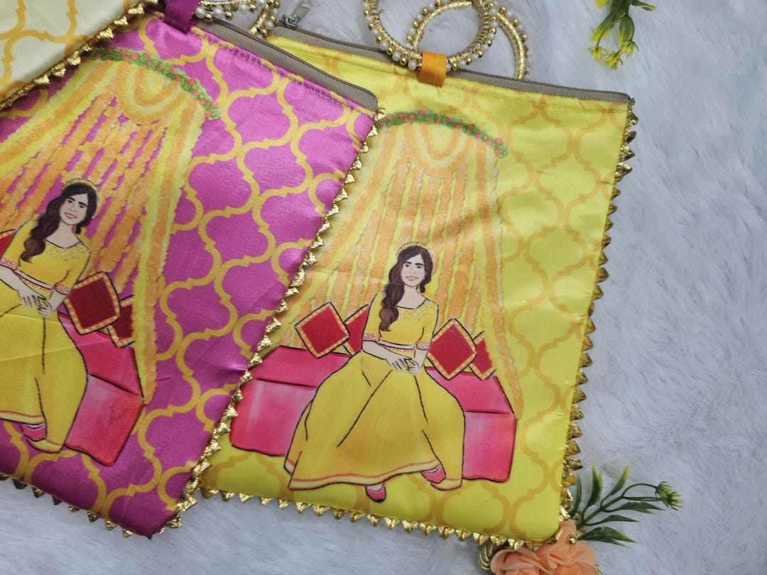 Lot of 100 Potli Bag Haldi Silk Potli, Wedding Return Gift Favor ...