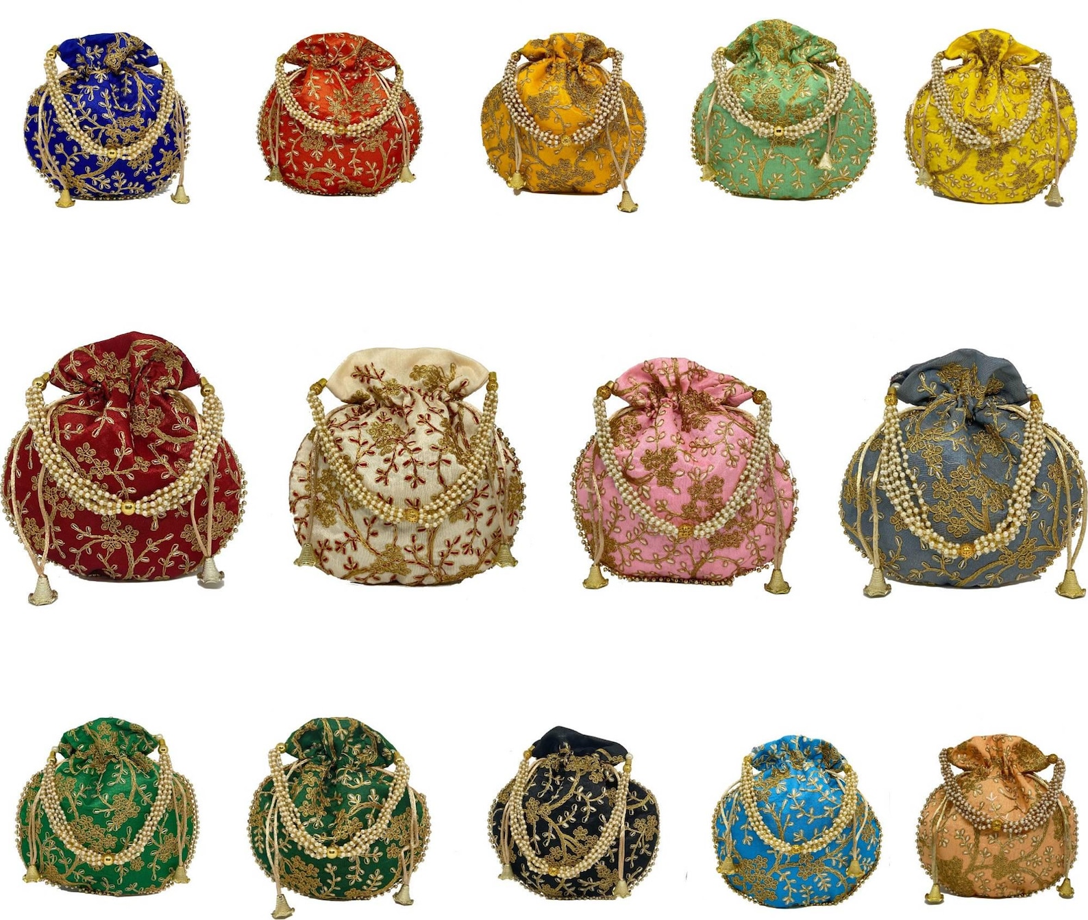 Lot of 100 Indian Handmade Women's Embroidered Clutch Purse Potli Bag ...