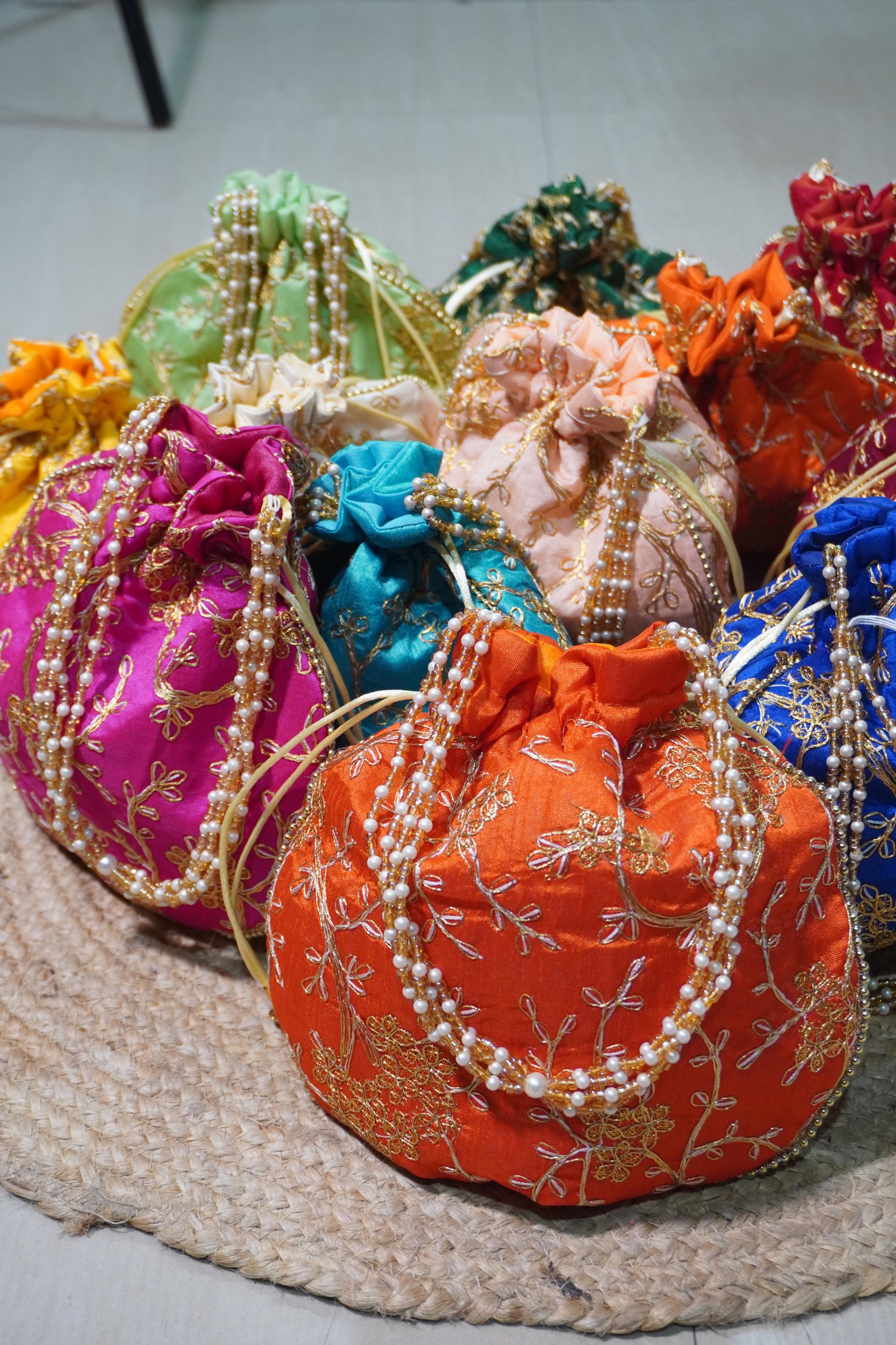 Lot of 100 Indian Handmade Women's Embroidered Clutch Purse Potli Bag ...