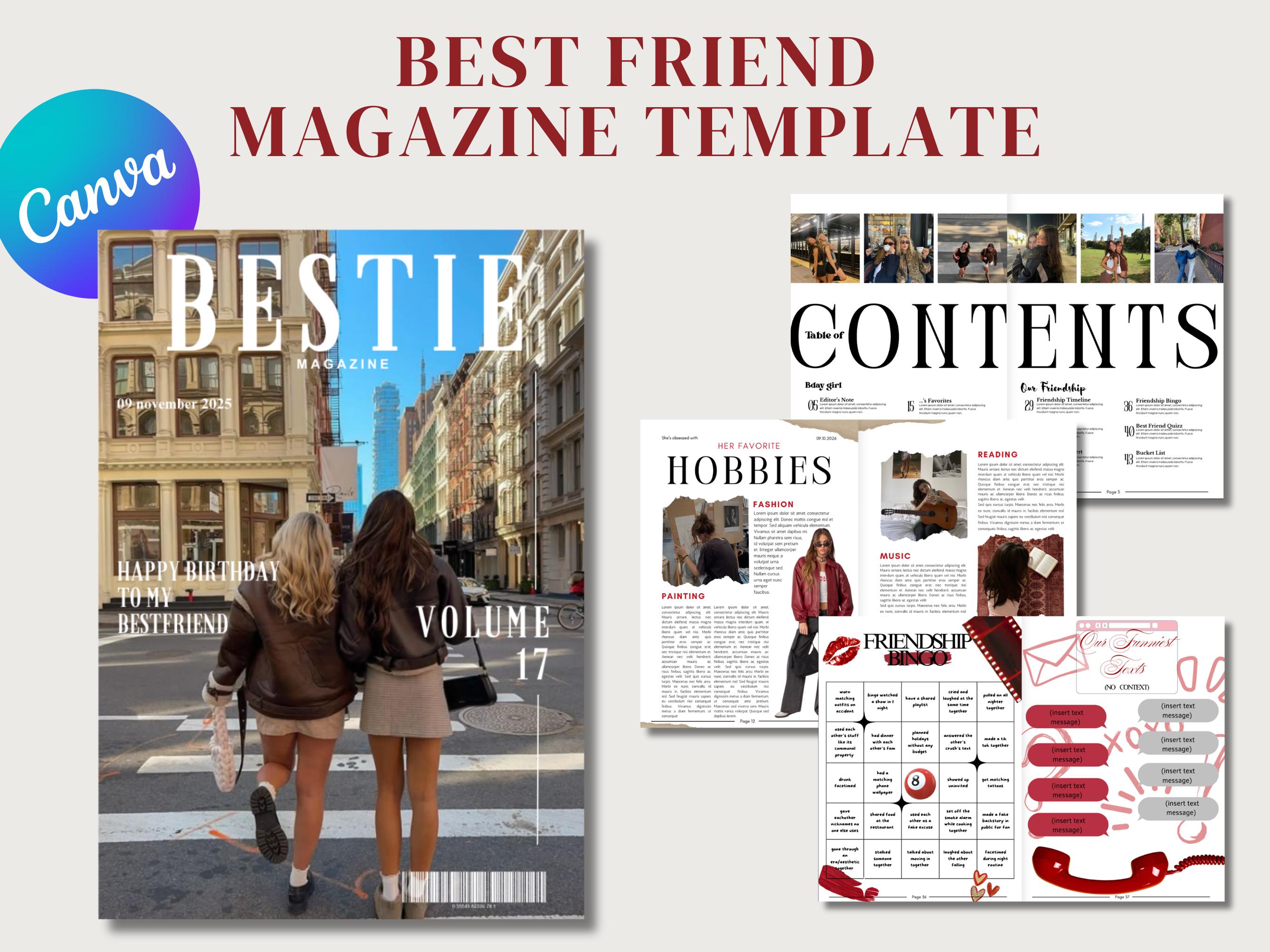 Custom Magazine Template for Best Friend Birthday Bestie Gift Vogue ...