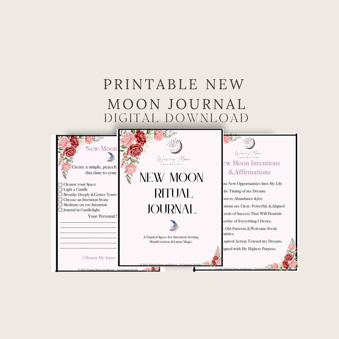 New Moon Ritual Journal: Printable Lunar Planner & Manifestation Guide ...