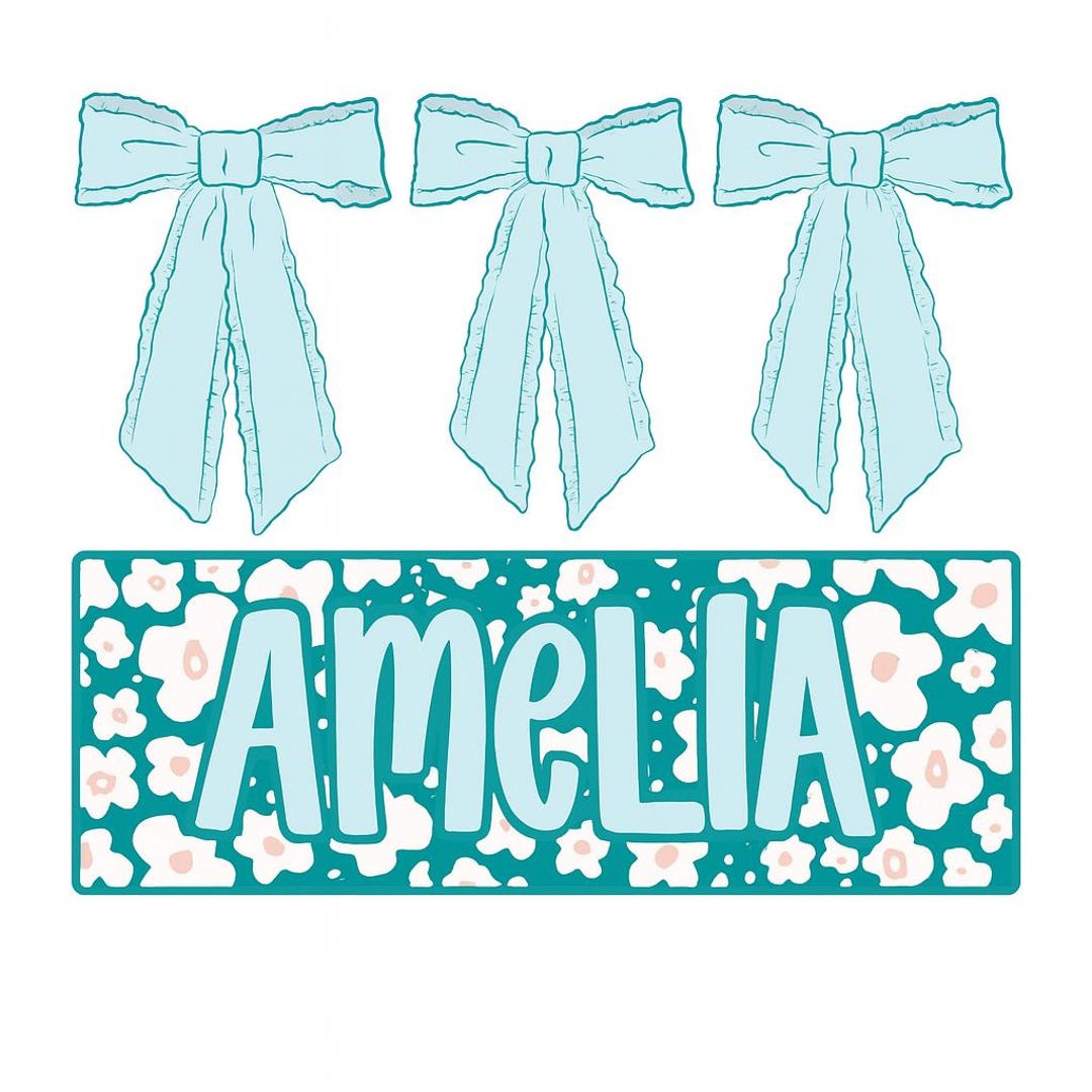 Blue Bow Name PNG – Personalized Girl Name Design With Floral Accents ...