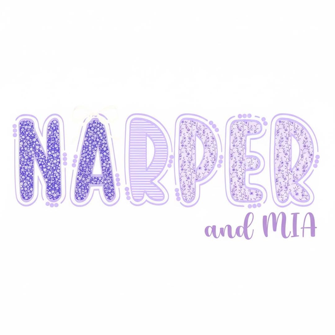 Custom Name Purple Floral PNG, Personalized Digital Download, Napper ...