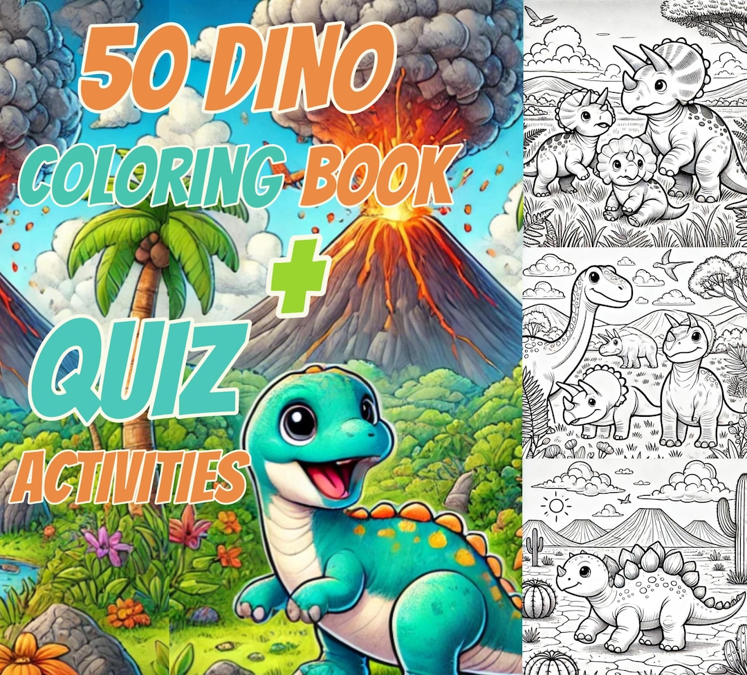 50 Dinosaur Coloring Pages + Fun Activities for Kids | PDF Printable ...