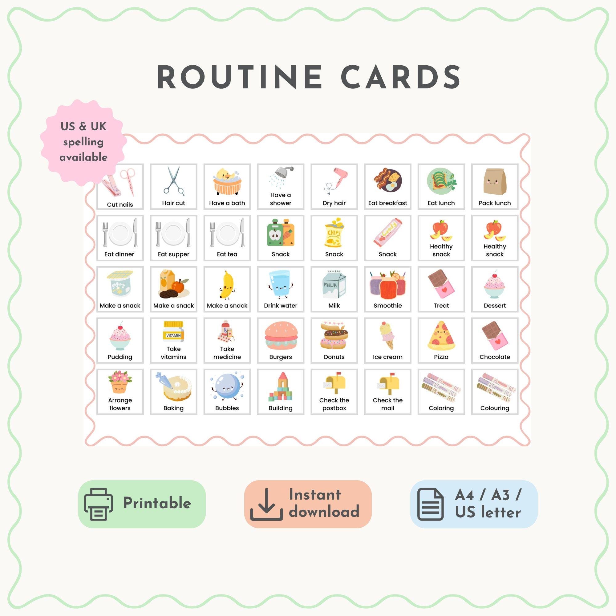 Printable Kids Visual Routine Cards, 200+ Daily Schedule Cards ...