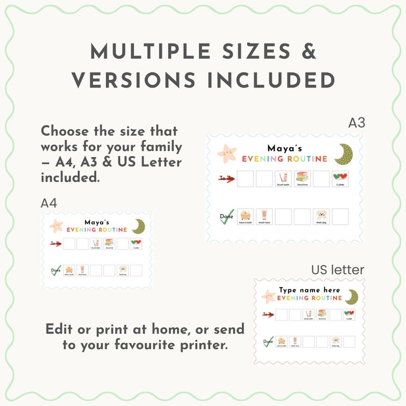 Printable Evening Routine Chart for Kids – Visual Schedule, Editable in ...