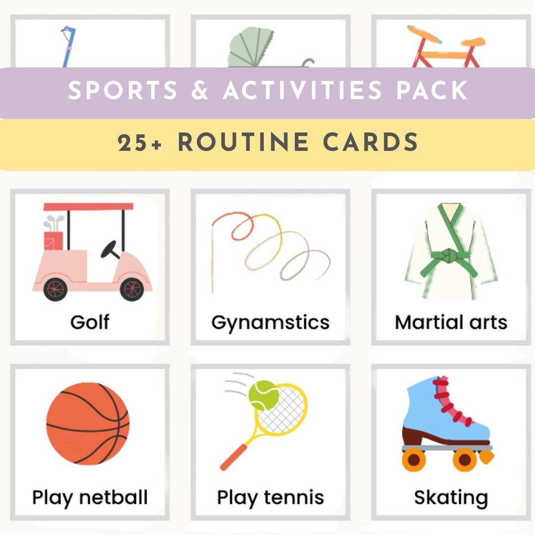 Printable Kids Sports & Activities Cards, 25+ Visual Exercise Cards ...