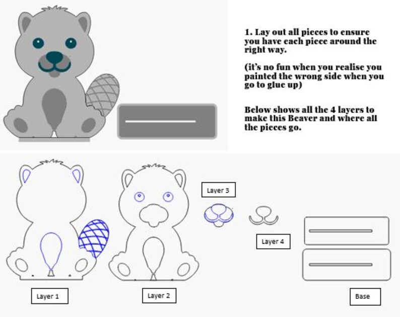 3D Beaver Layered Shelf Sitter SVG File for 3mm Material - Laser Ready ...