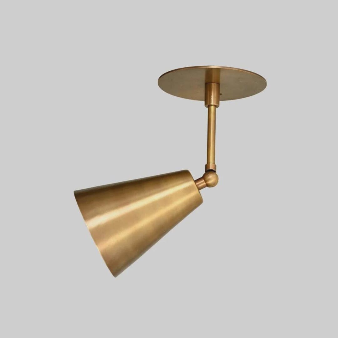 Modern Brass Adjustable Cone Ceiling Light Semi Flush Mount Spotlight ...
