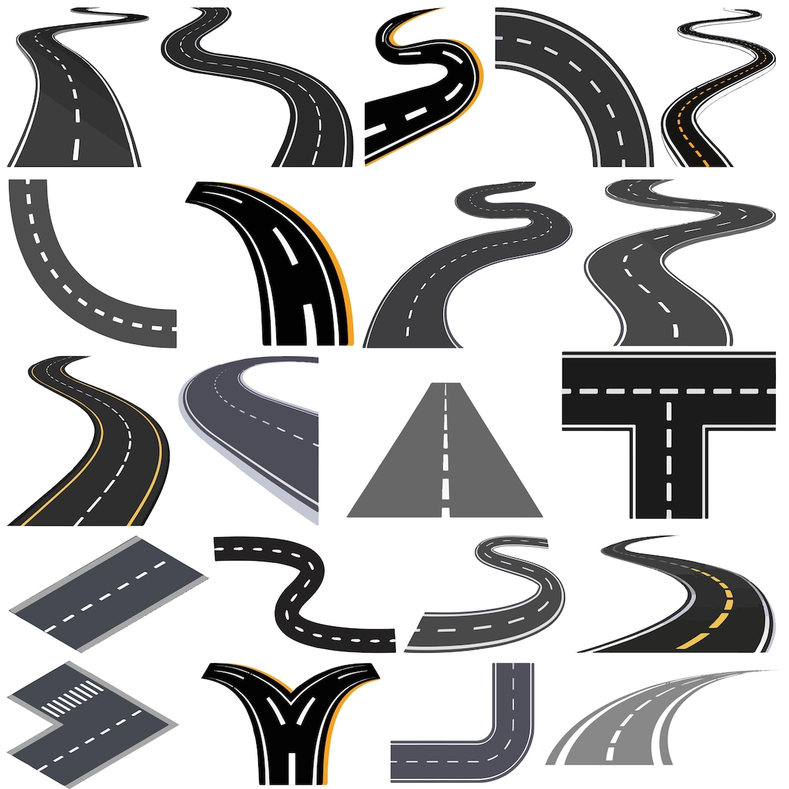 Road SVG Bundle: Highway, Asphalt, & Curved Road Cut Files - Etsy