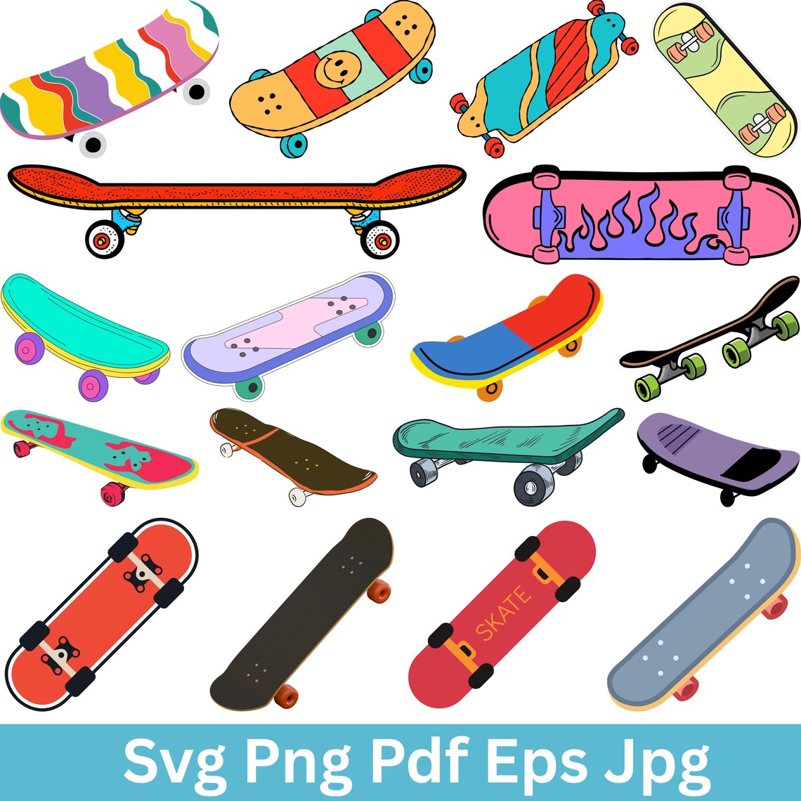 Skateboard SVG Cut File: Street Art Clipart (digital Download) - Etsy
