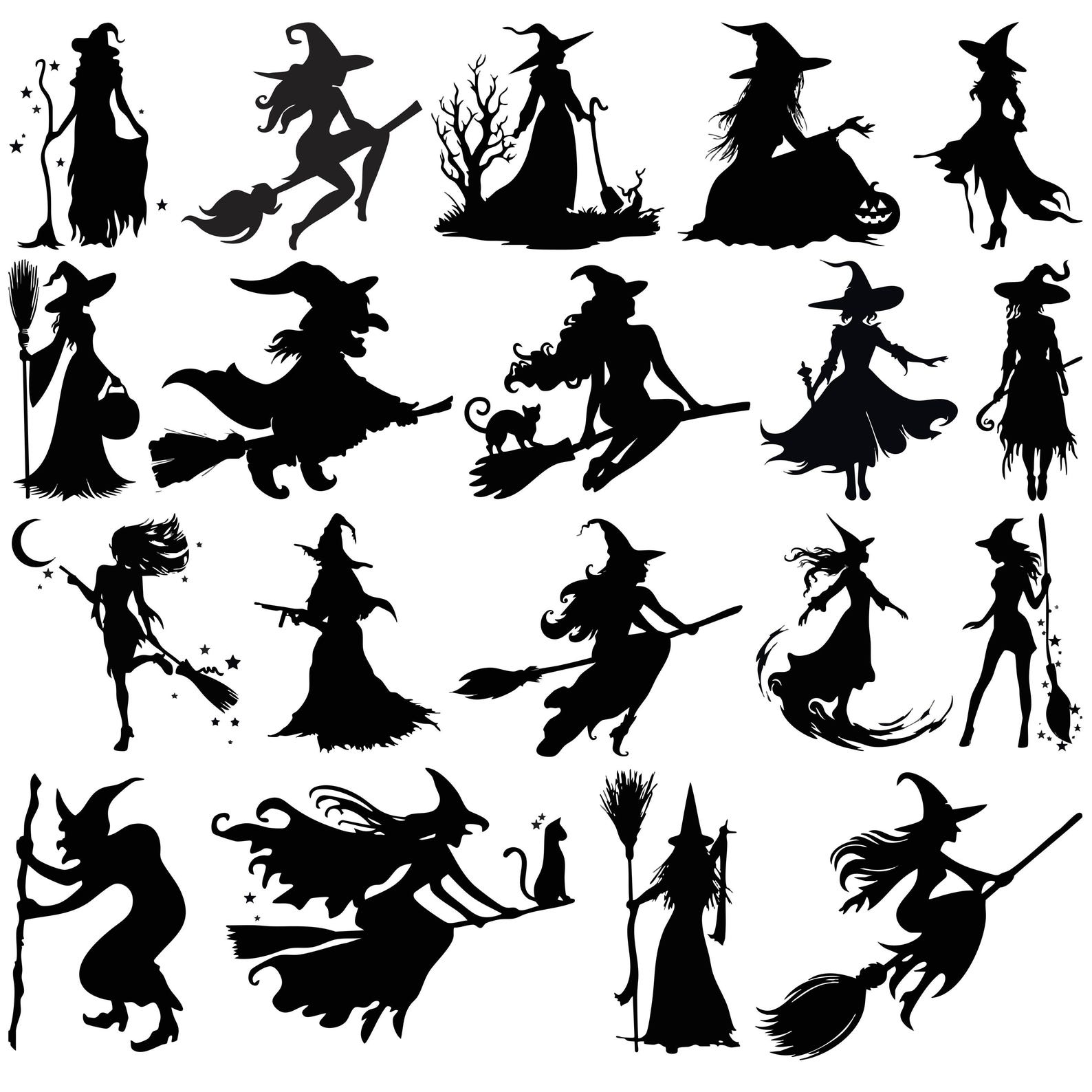 Witch SVG Bundle: Halloween Clipart, Witch Silhouette (digital Download ...