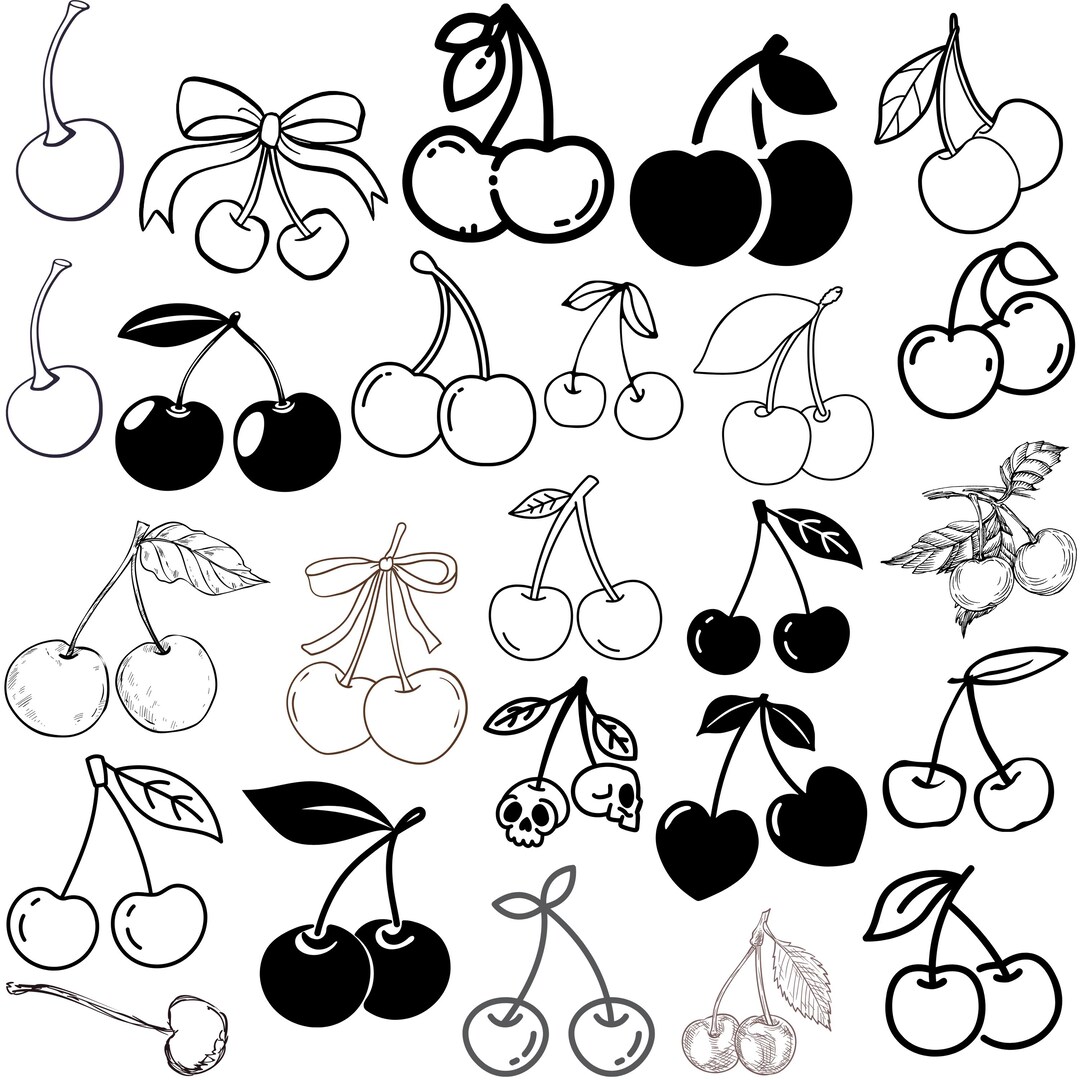 Cherry SVG Bundle, Fruit Clipart, Cut Files (digital Download) - Etsy
