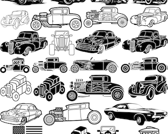 Hot Rod Svg Bundle, Hot Rod Dxf, Hot Rod Eps, Vintage Car, Classic Car ...