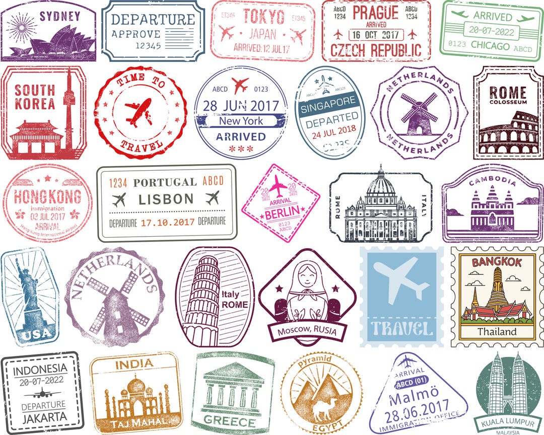 Travel City Stamps SVG Bundle: European Capitals, Landmarks (digital ...