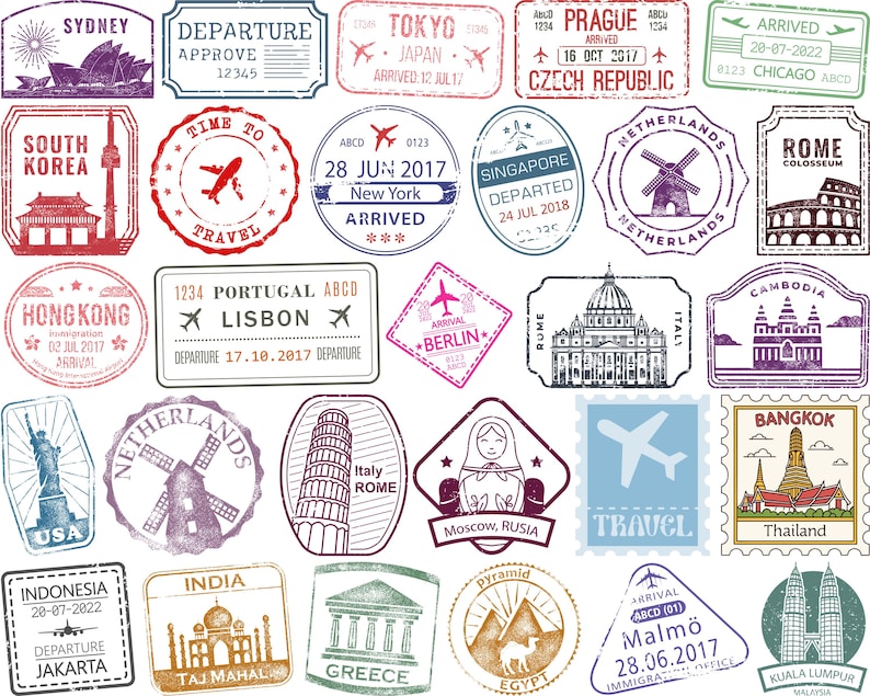 Travel City Stamps SVG Bundle: European Capitals, Landmarks (digital ...