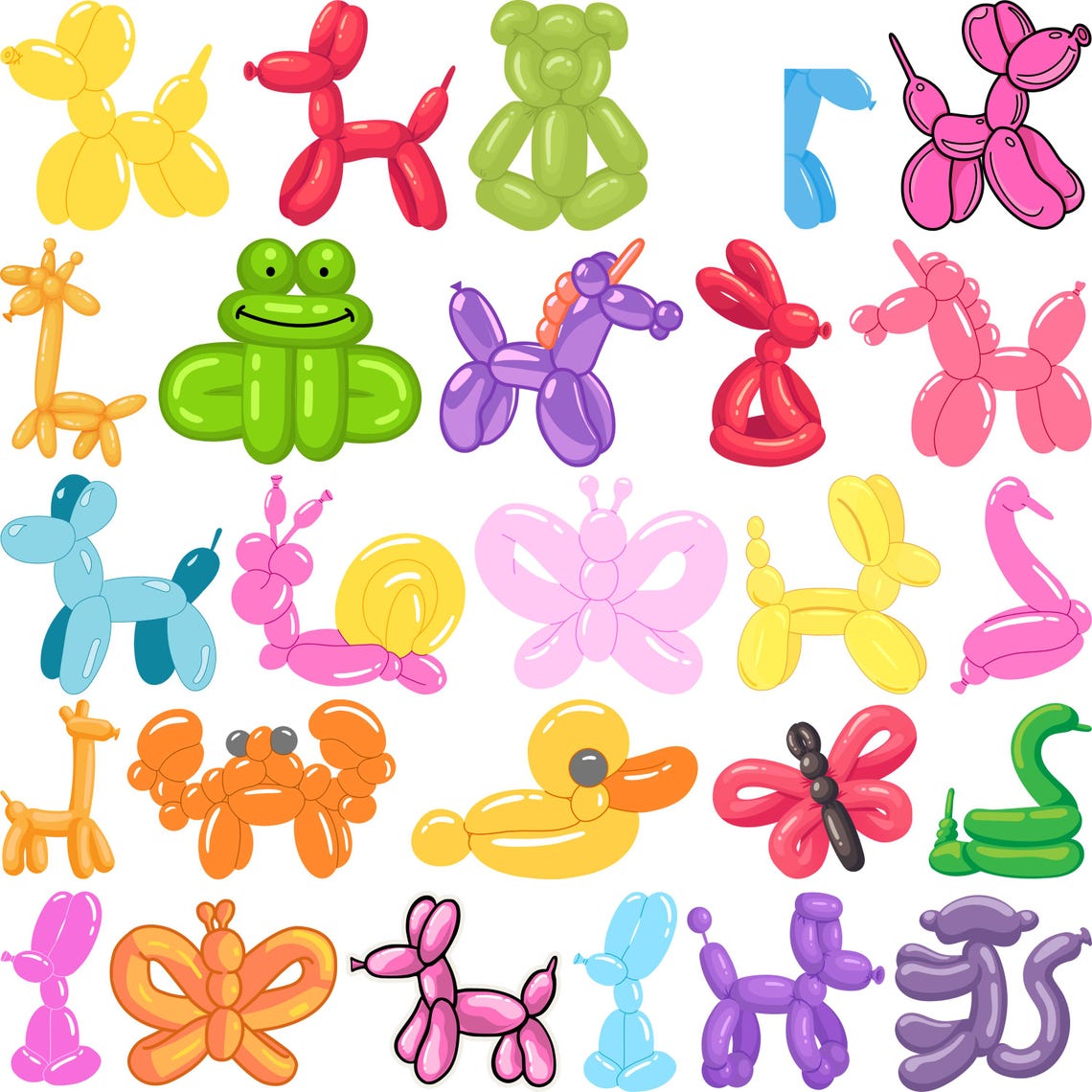 Balloon Animals SVG Bundle, Balloon Party Animals, Balloon Png, Dog ...