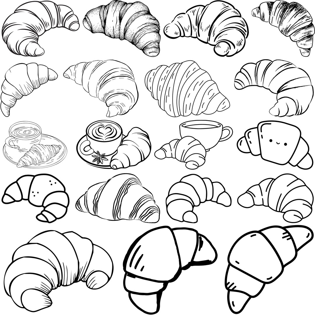 Croissant Svg Bundle, Croissant Vector, Croissant Silhouette, Croissant ...