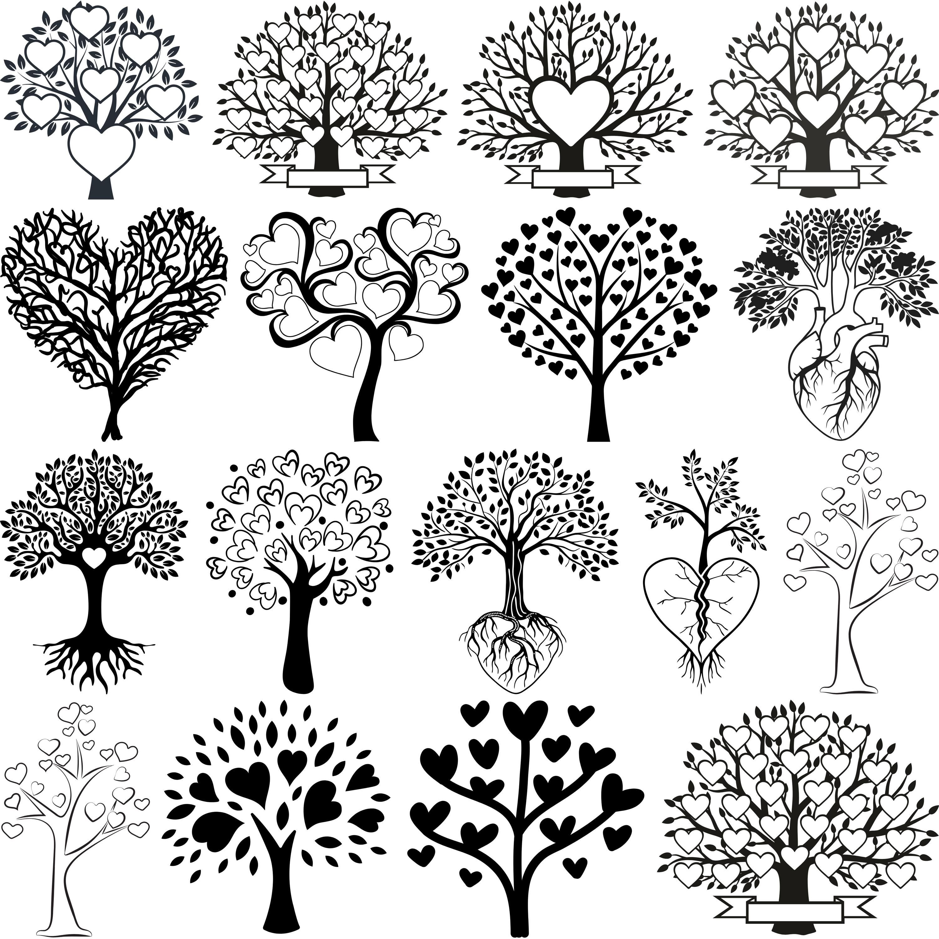 Heart Tree SVG Bundle: Love & Family Tree Clipart (digital Download) - Etsy
