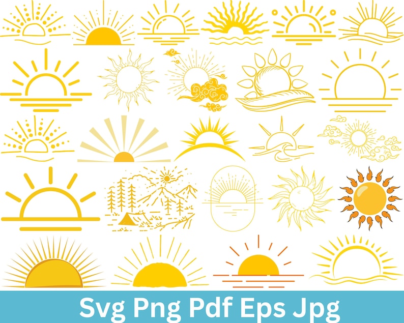 Sunrise Svg Bundle, Sunrise Clipart, Sunrise Cut File, Sunset ...