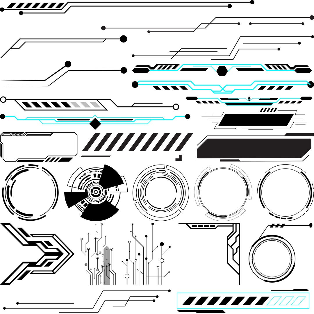 Cyber Futuristic Technology Svg Bundle, Cyber Silhouette, Cyber Vector ...