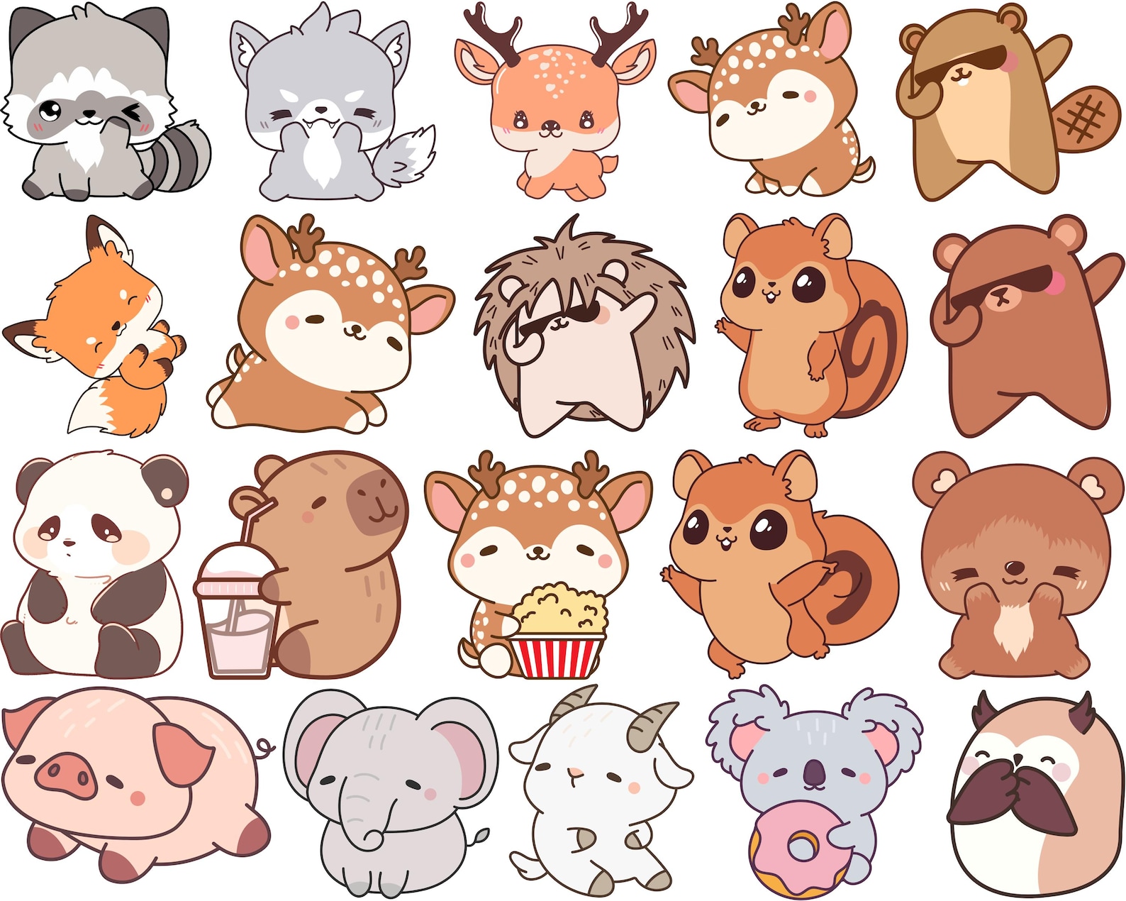 Kawaii Forest and Farm Animals Svg Bundle, Kawaii Animals Clipart ...