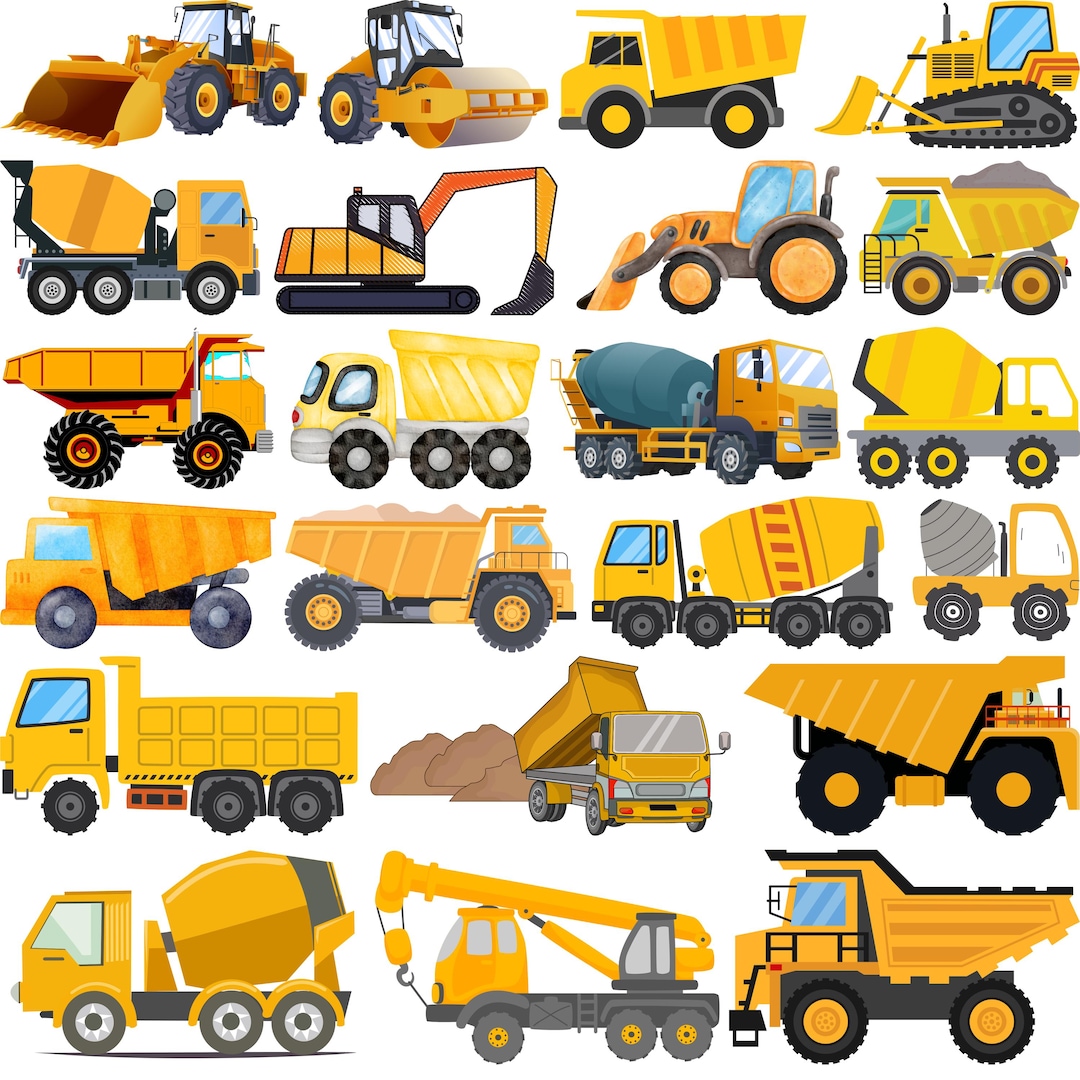Construction Vehicle SVG Bundle: Trucks, Excavator, Dump Truck (digital ...