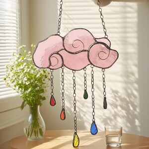 Cloud-shaped Stained Glass Pendants – Set of 4 Colors,crescent Moon ...