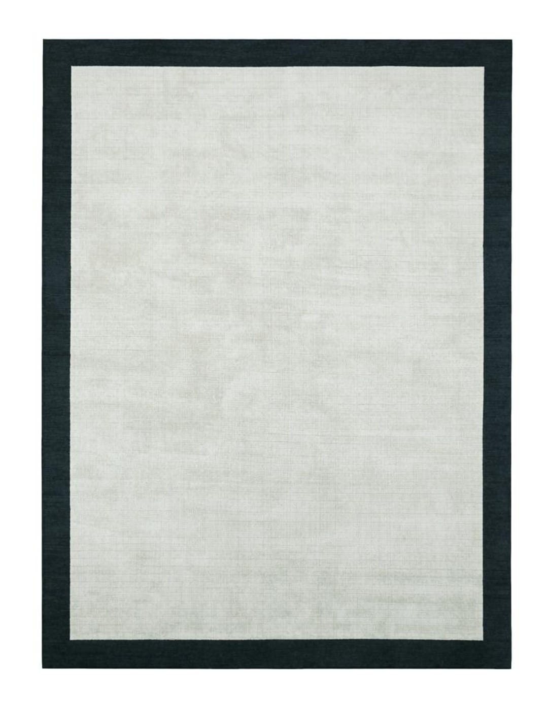 Sheared Border Tencel Rug | Handloom Ivory Area Rug With Black Border ...