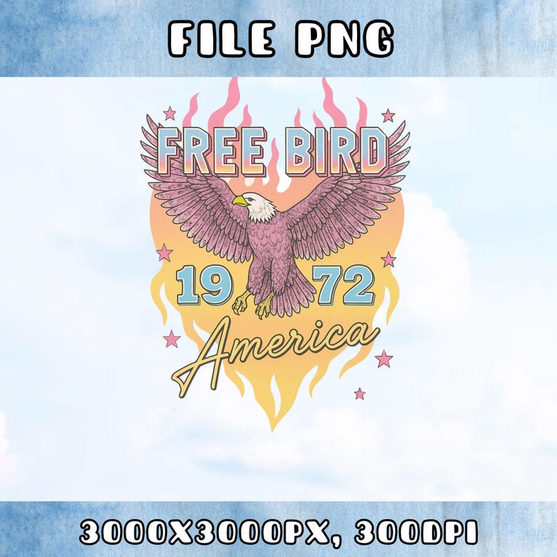 Freebird PNG Rock and Roll Sublimation Design Eagle Flames T Shirt ...