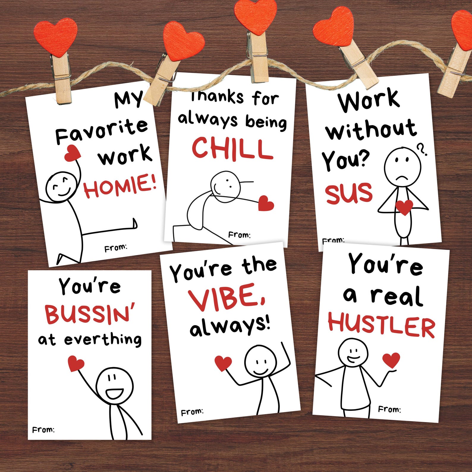 Slang Coworkers Valentines Day Gift Card Funny Printable Workplace ...