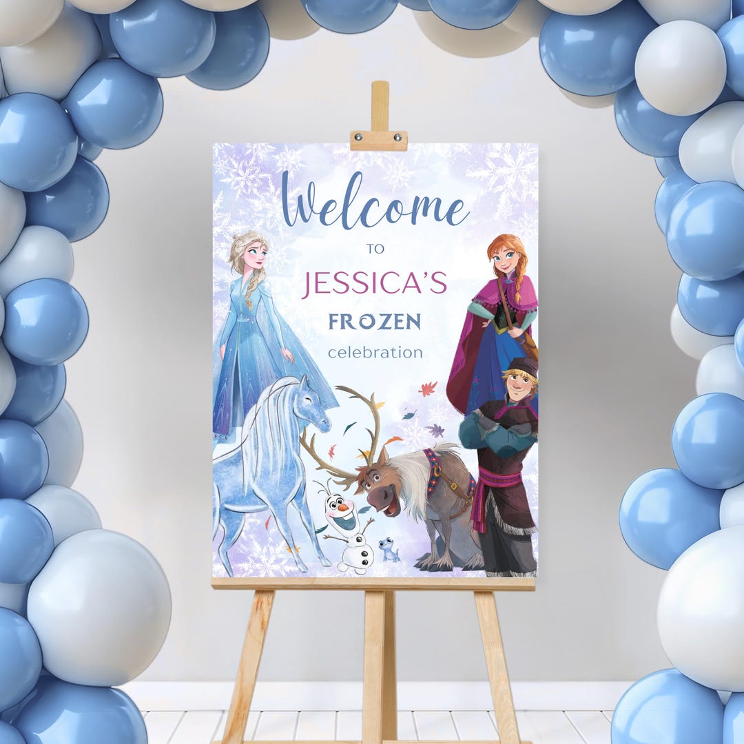 Editable Frozen Birthday Welcome Signage: Frozen Themed Party Decor ...