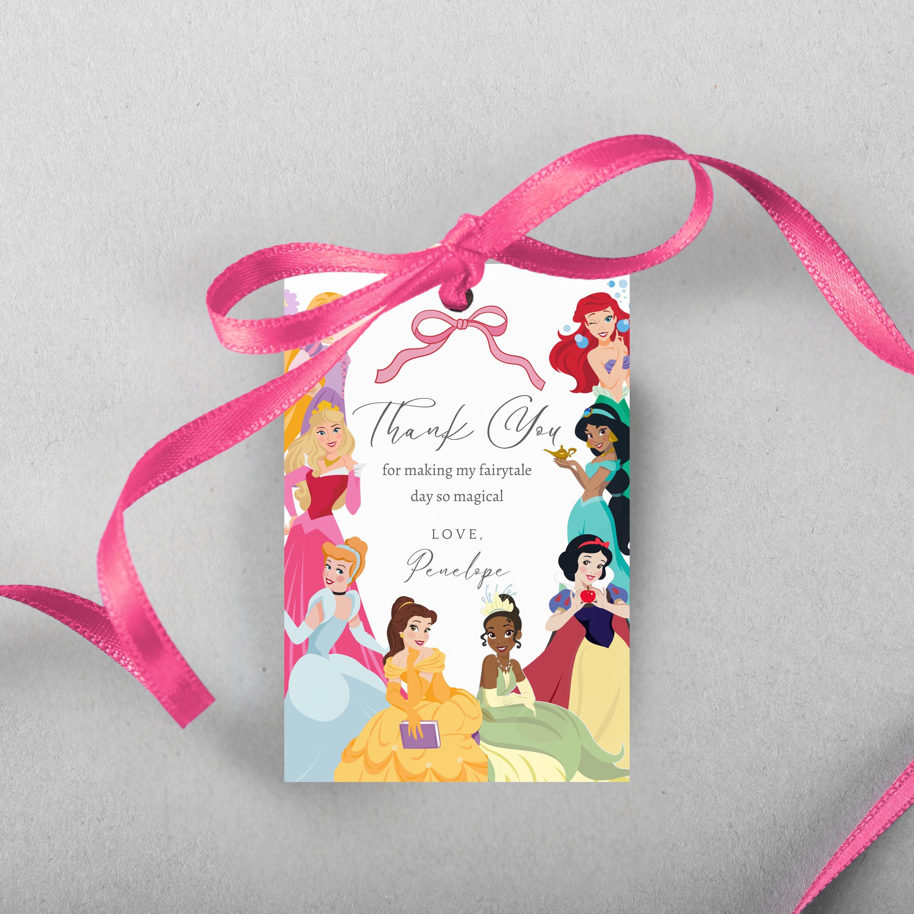 Editable Princess Thank You Tag Princess Theme Birthday Favor Tags ...