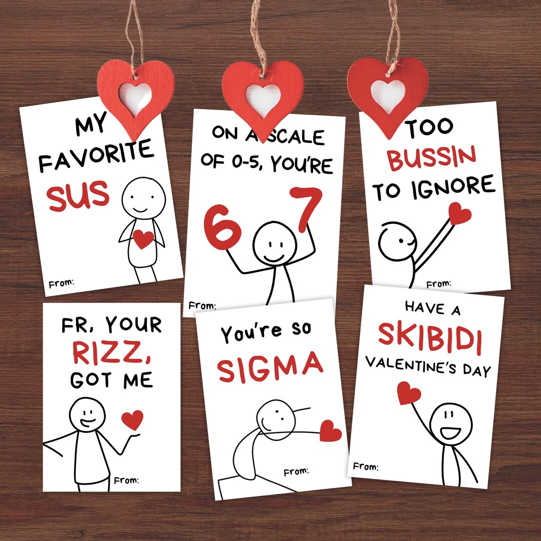 Slang Gen Z Valentines Day Cards Funny Printable Teen Valentine Tags 67 ...
