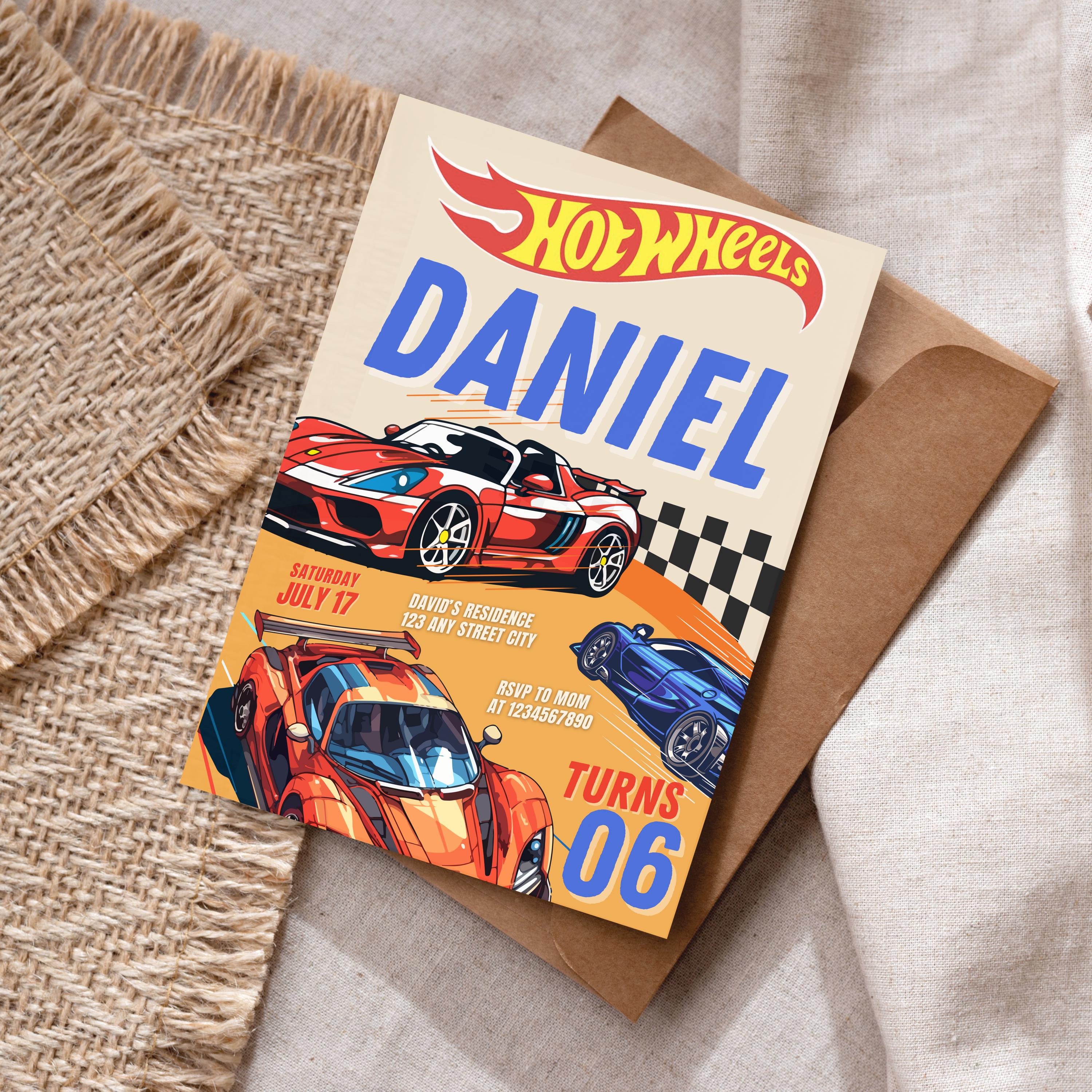 Race Car Birthday Invitation: Hot Wheels Party, Editable Canva Template ...