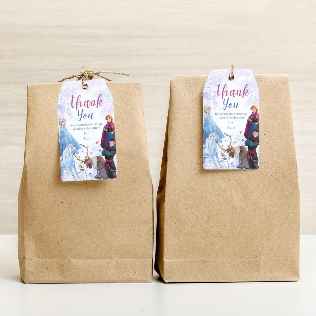 Editable Frozen Birthday Favor Tags: Elsa & Anna, Printable Thank You ...