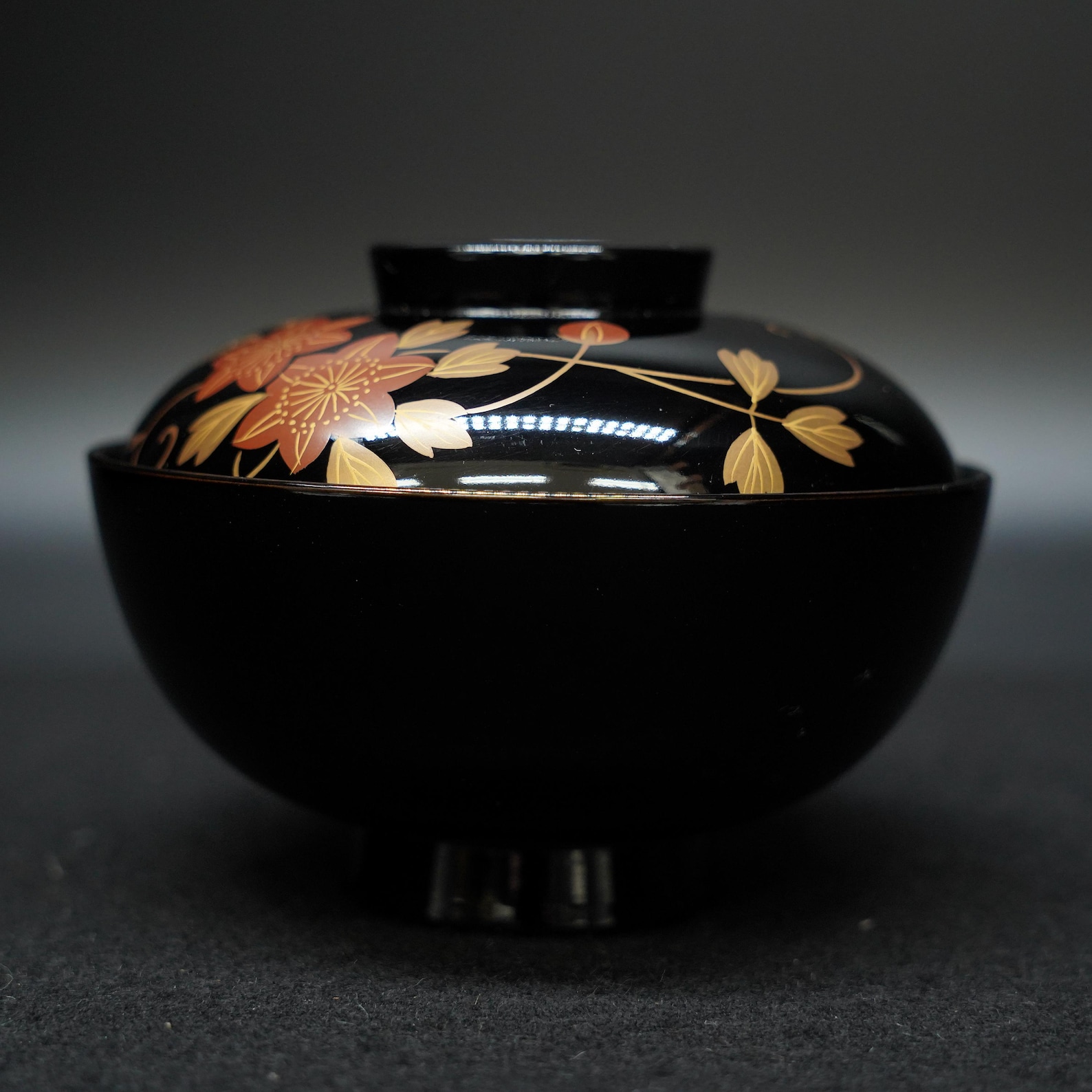 Vintage Japanese Lacquer Soup Bowl Set of 5 Black Owan Bowls with ...