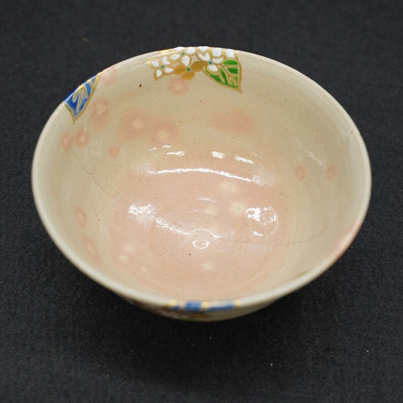Vintage Japanese Hydrangea Chawan – Hand-painted Matcha Tea Bowl With ...