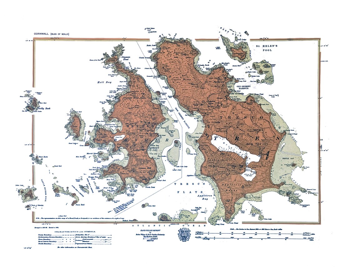 Hand-printed Map of Tresco and Bryher, Isles of Scilly - Etsy