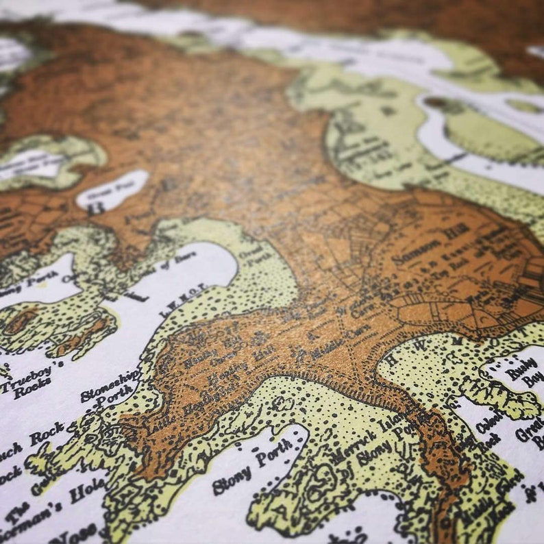 Hand-printed Map of Tresco and Bryher, Isles of Scilly - Etsy