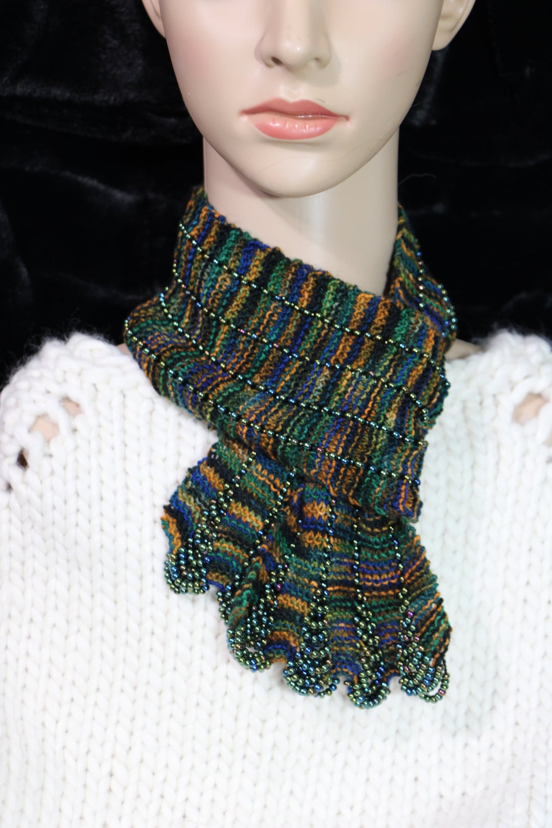 Beaded Scarf - Etsy